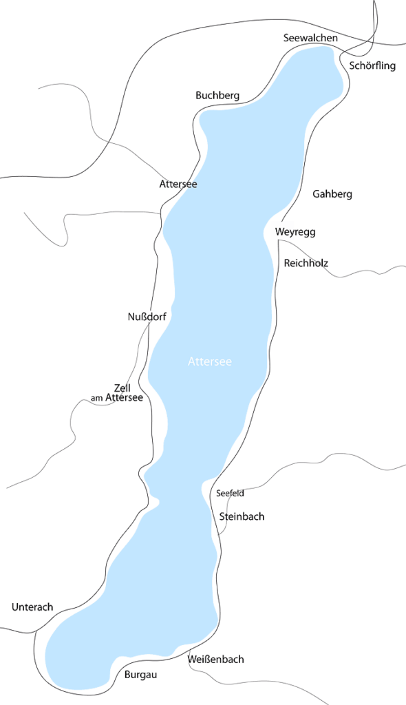 Karte vom Attersee - Attersee - Reiseführer